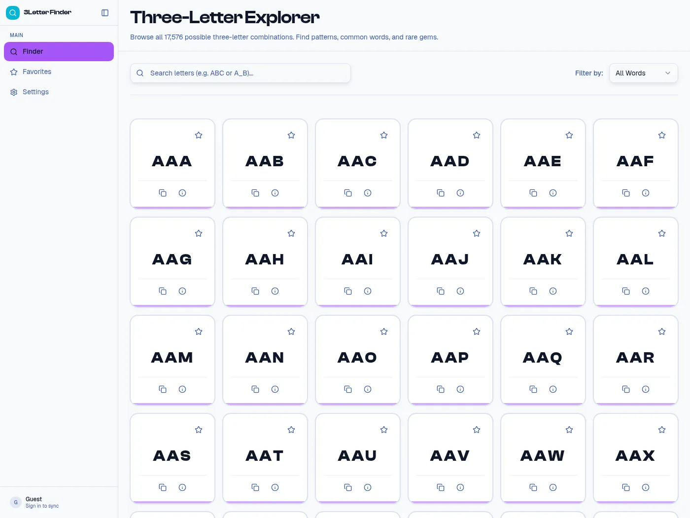 ThreeLetter Finder