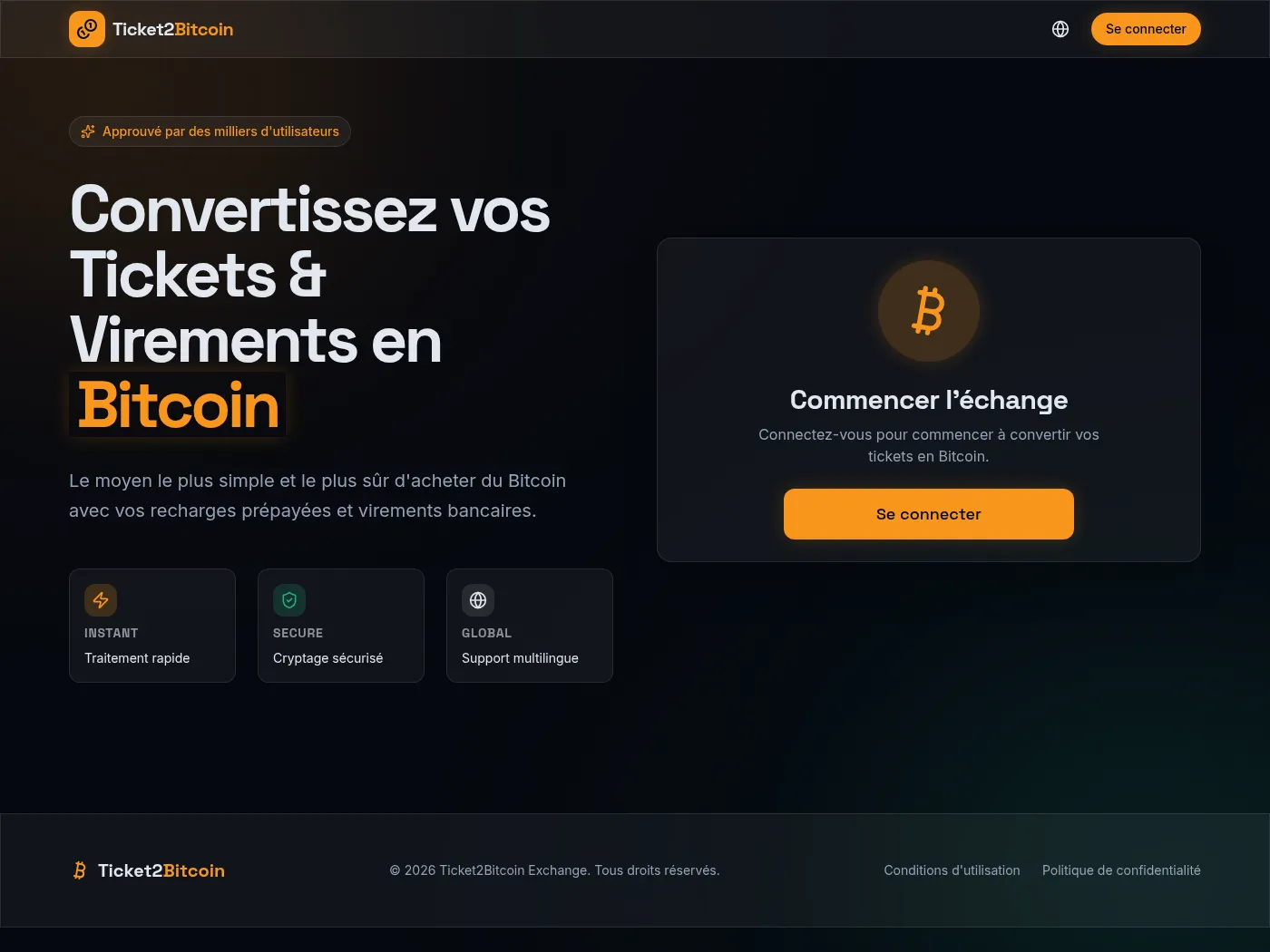 Ticket2Bitcoin Exchange