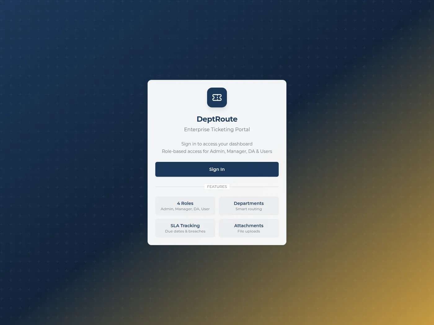 DeptRoute Ticketing Portal