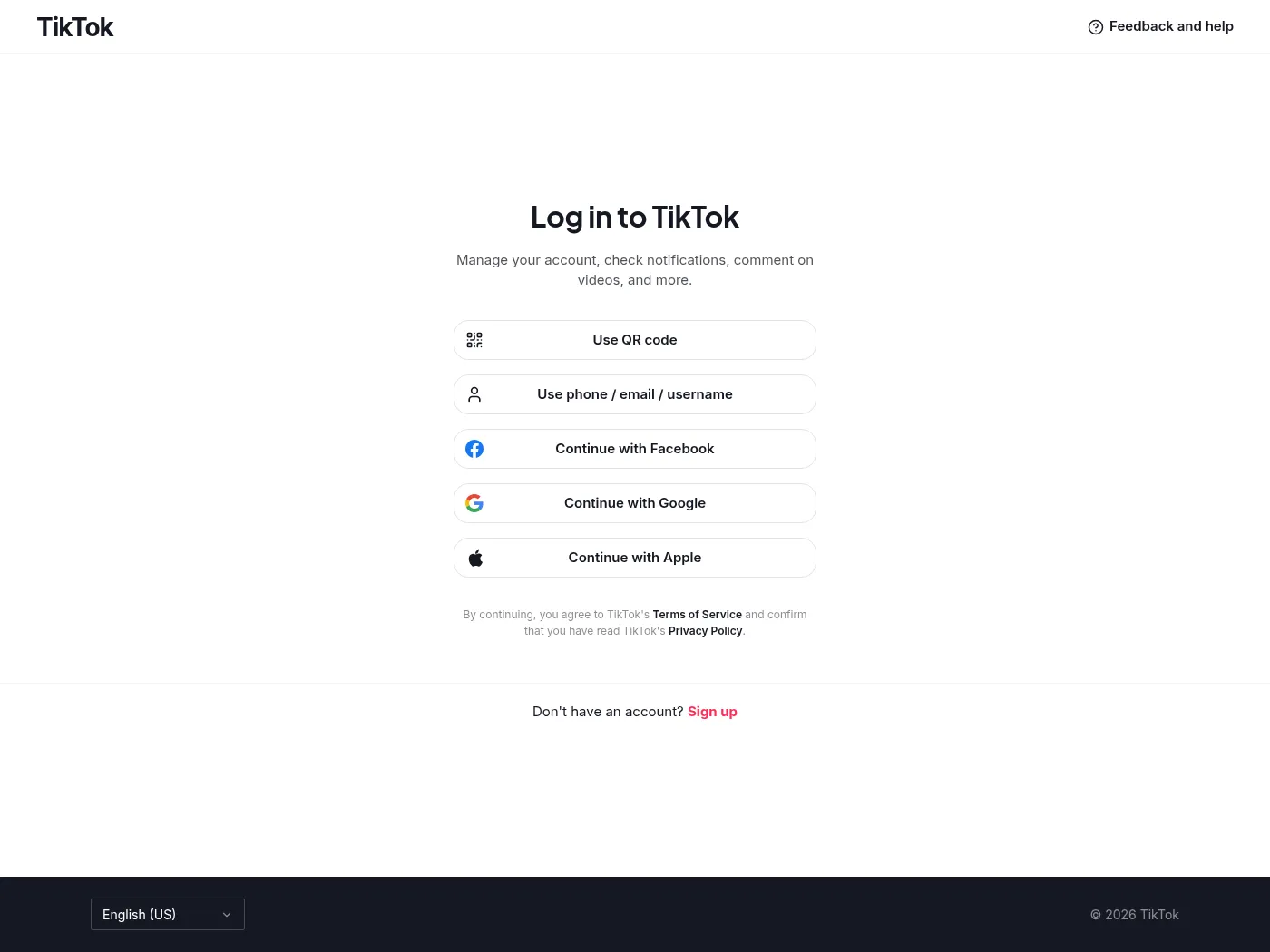 TikTok Login Clone