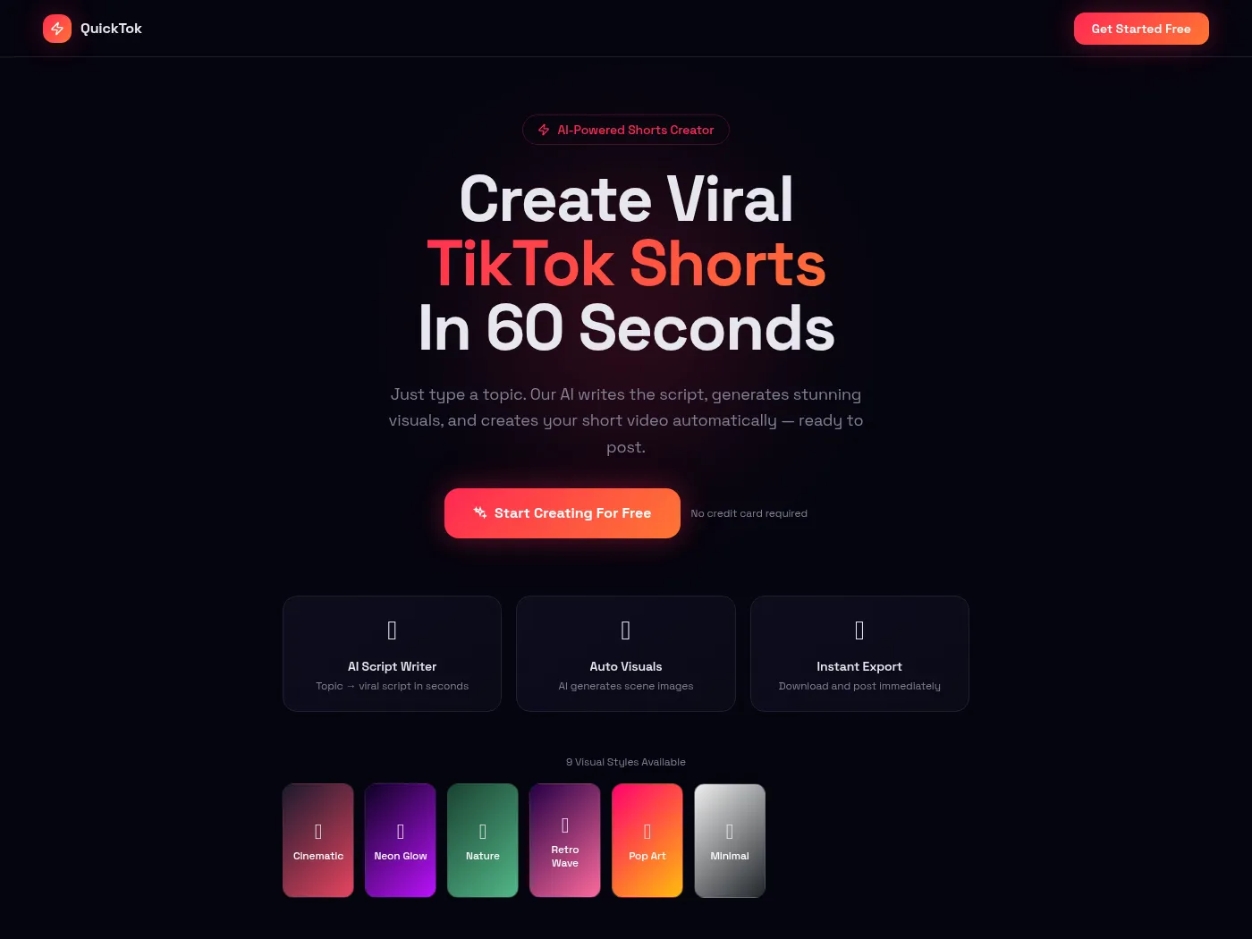 QuickTok Shorts Creator
