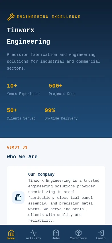 Tinworx Mobile Dashboard