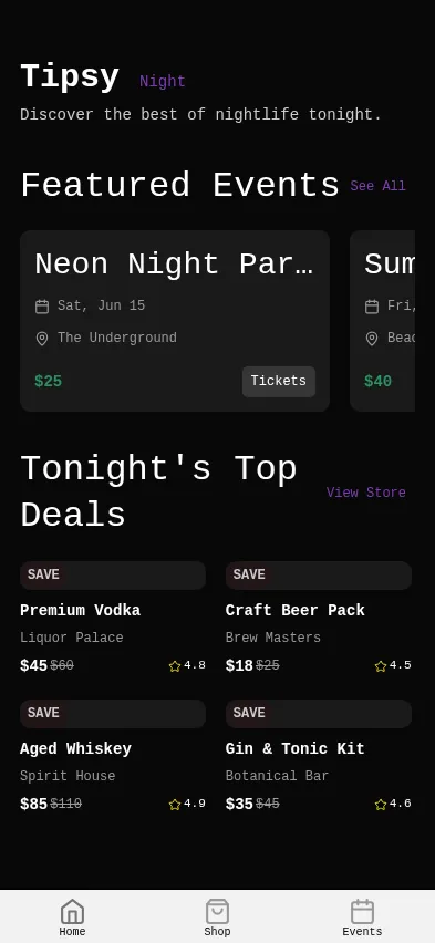 Tipsy Mobile Marketplace