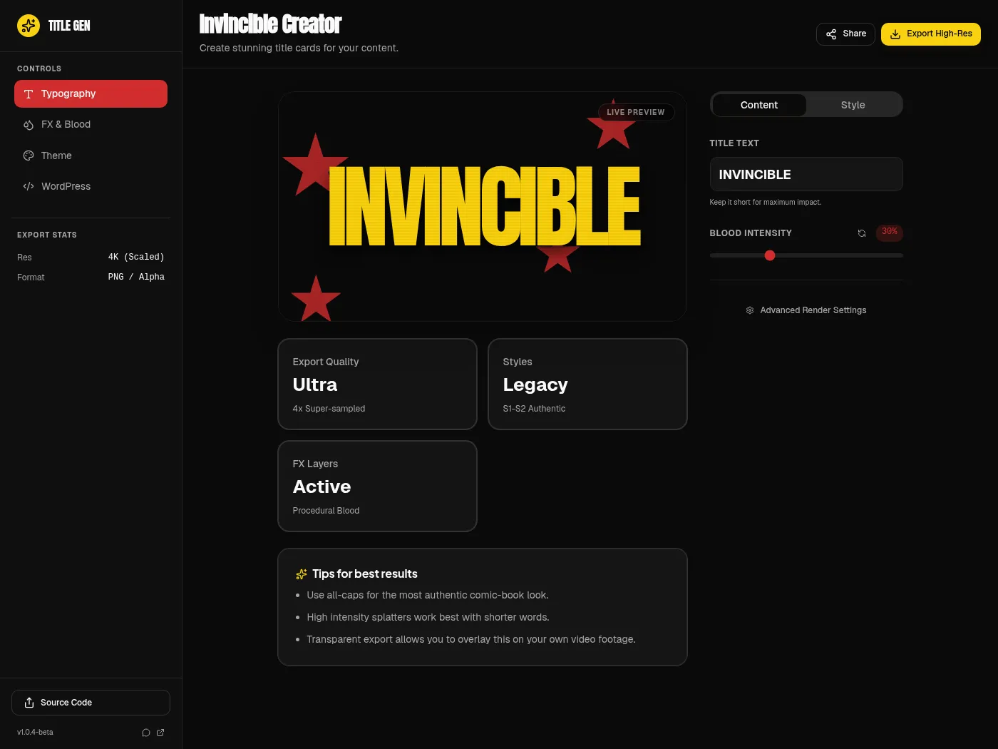 Invincible Title Card Creator