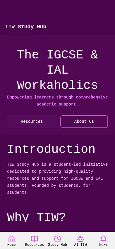TIW Study Hub Platform
