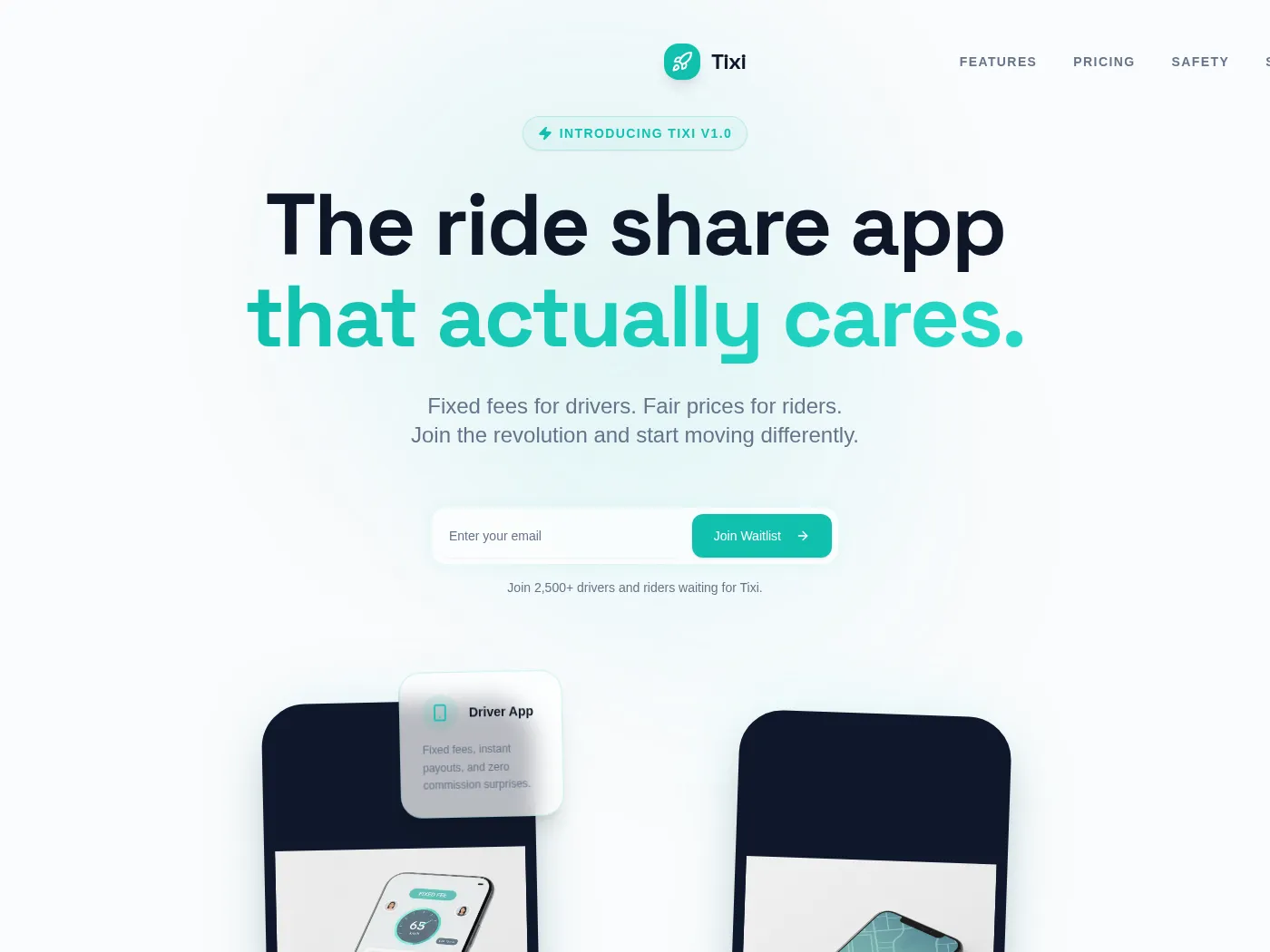 Tixi App Landing Page