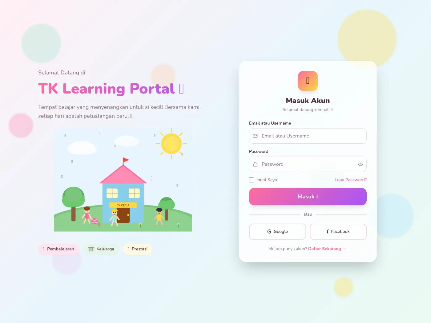 Kindergarten Portal UI