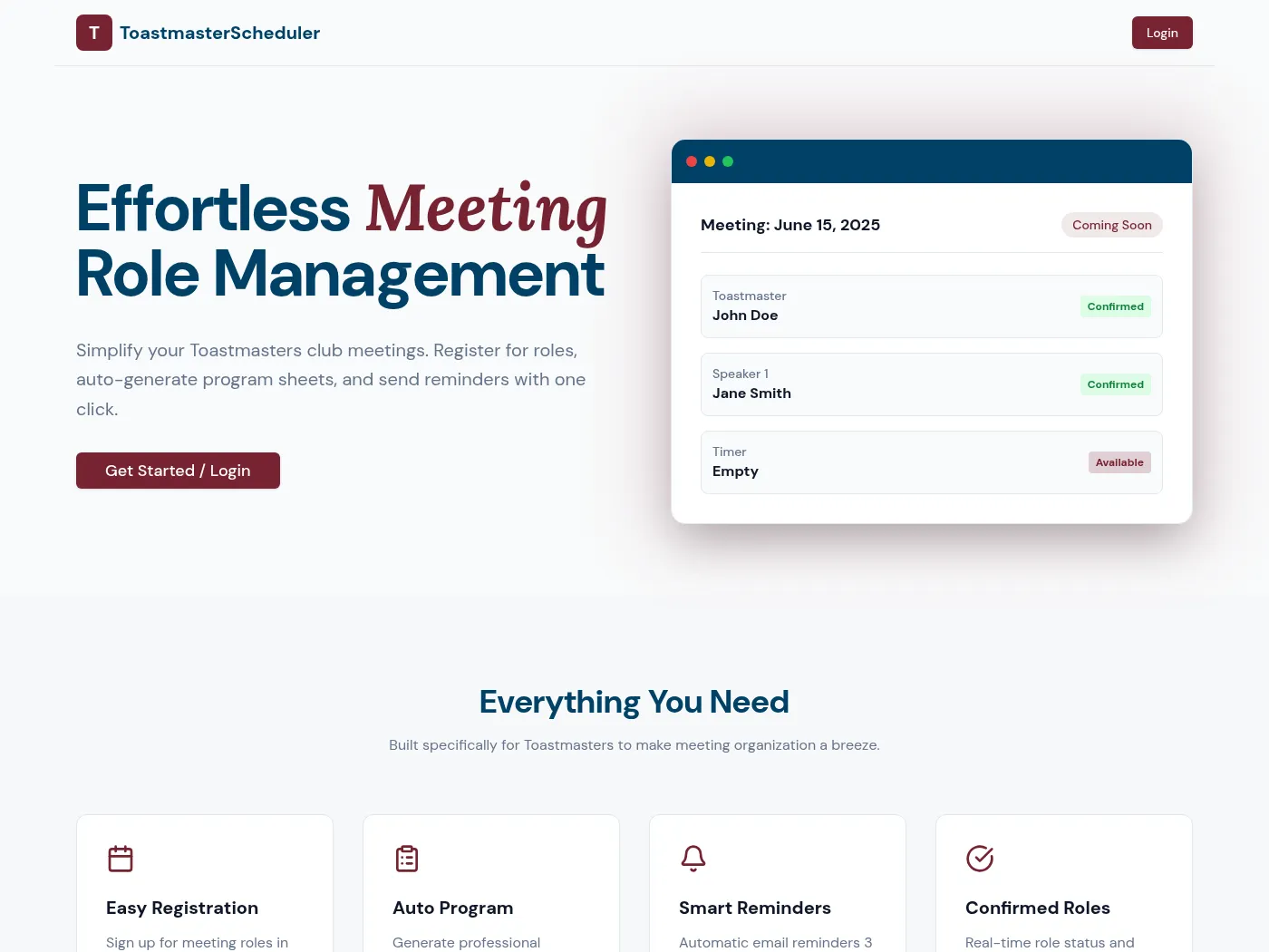 Toastmaster Role Scheduler