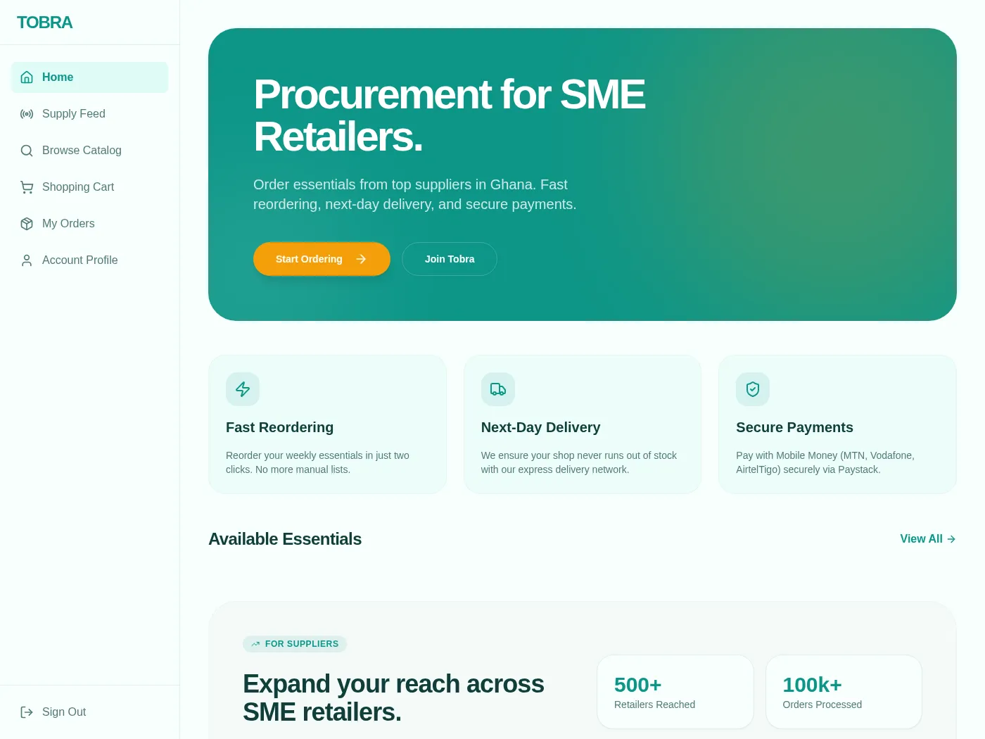 Tobra B2B Procurement PWA