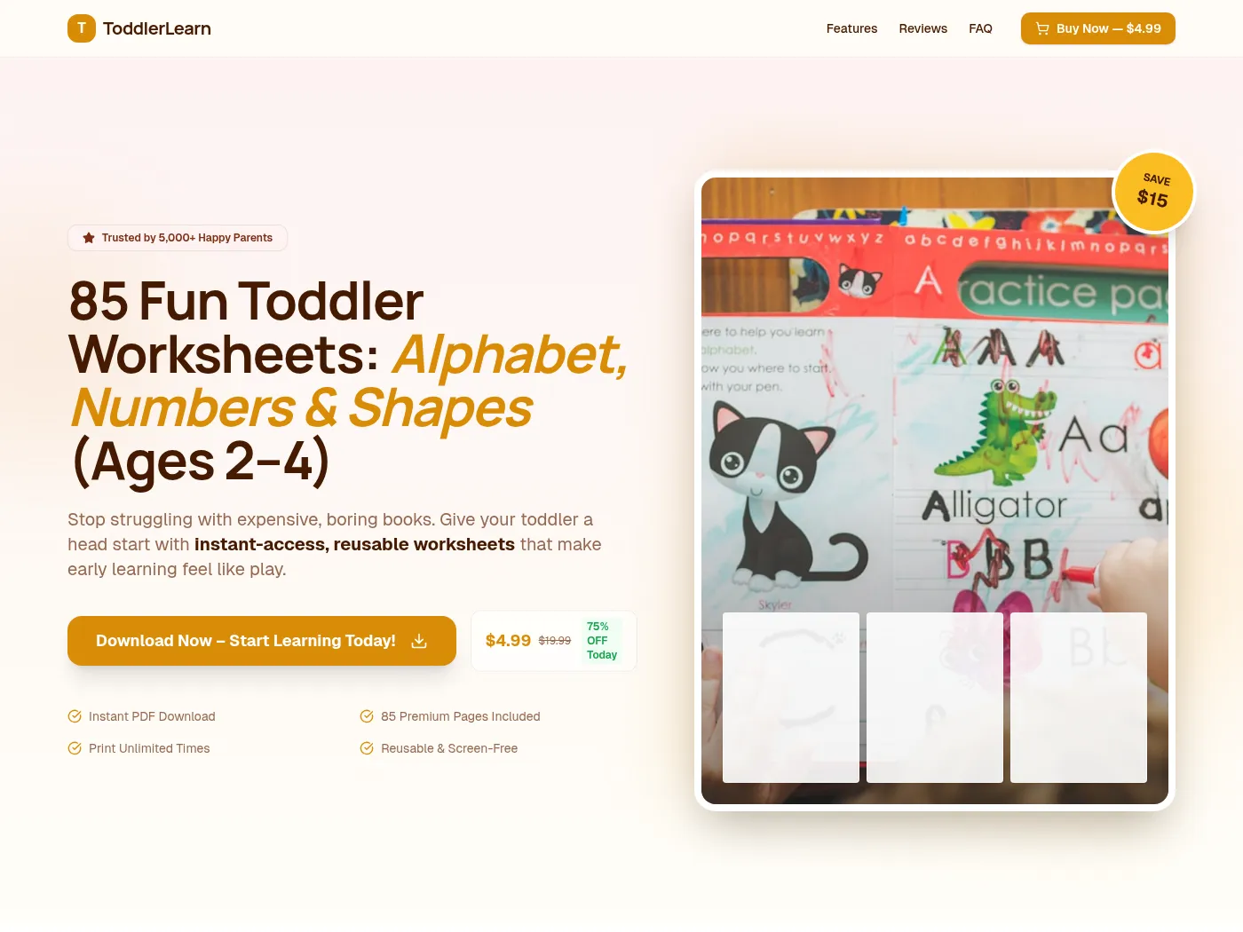 Toddler Worksheets Page