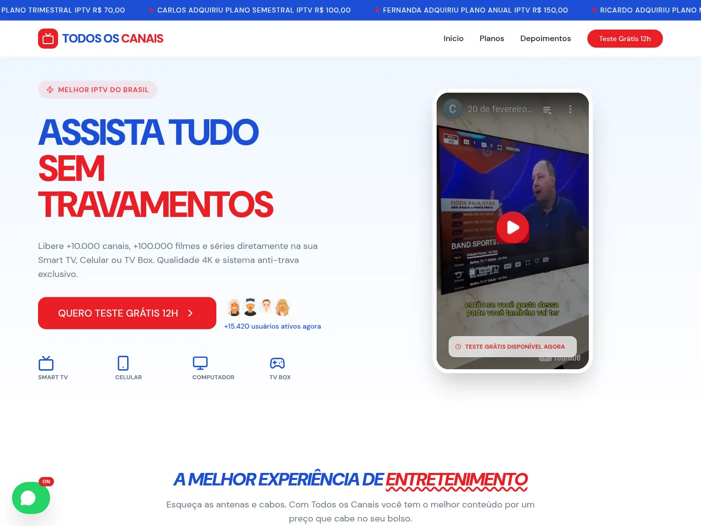 Todos os Canais Landing