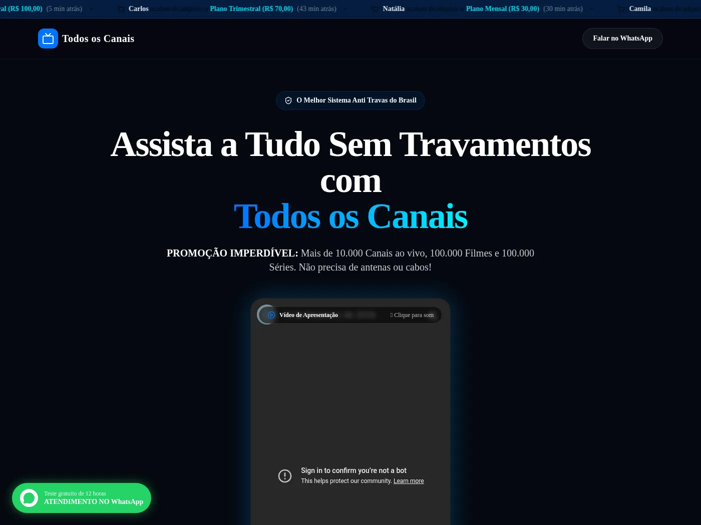 Todos os Canais Landing