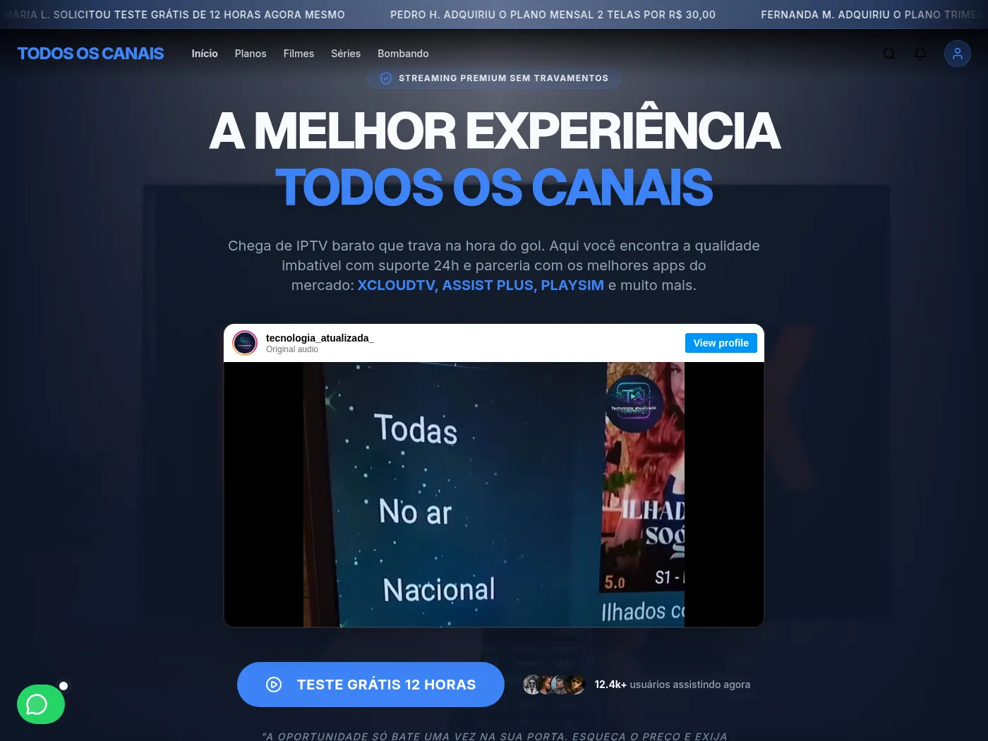 Todos os Canais Landing
