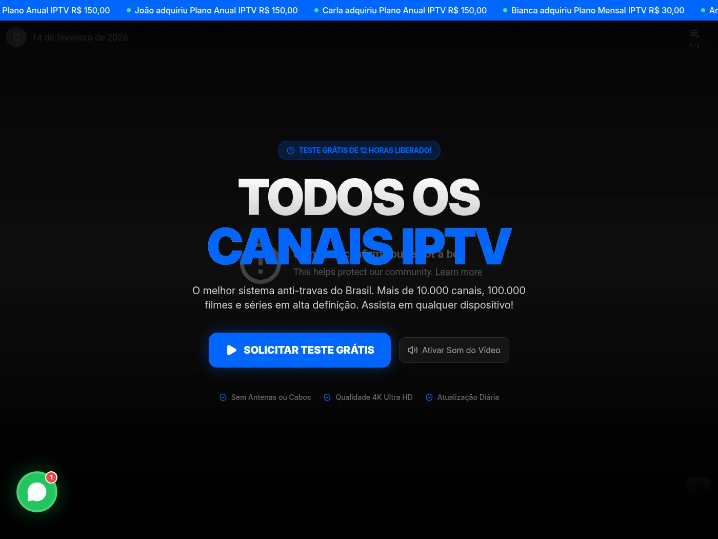 Todos os Canais Landing Page