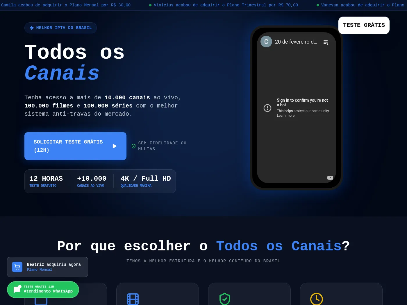 Todos os Canais Landing