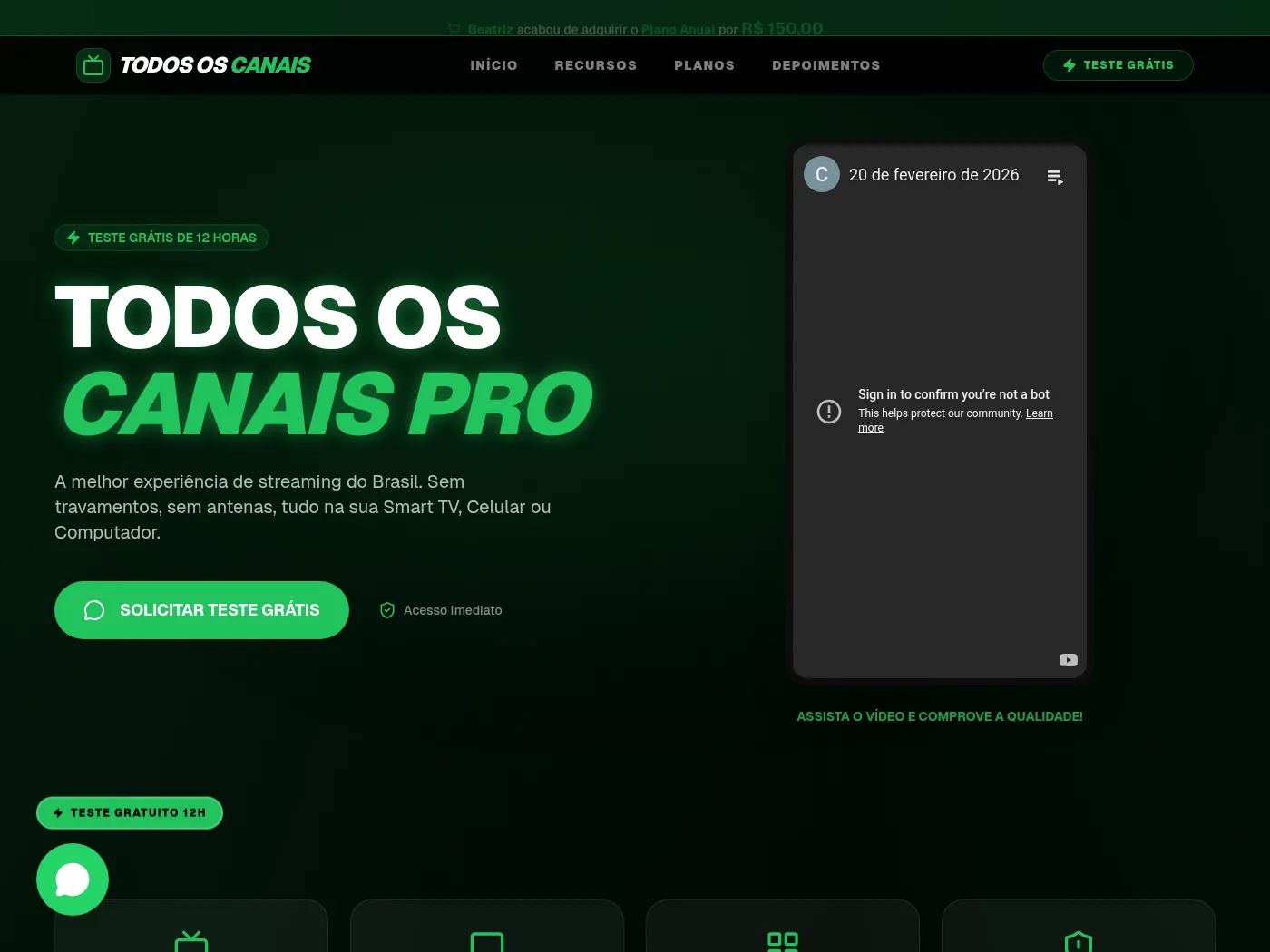 Todos os Canais Pro Landing