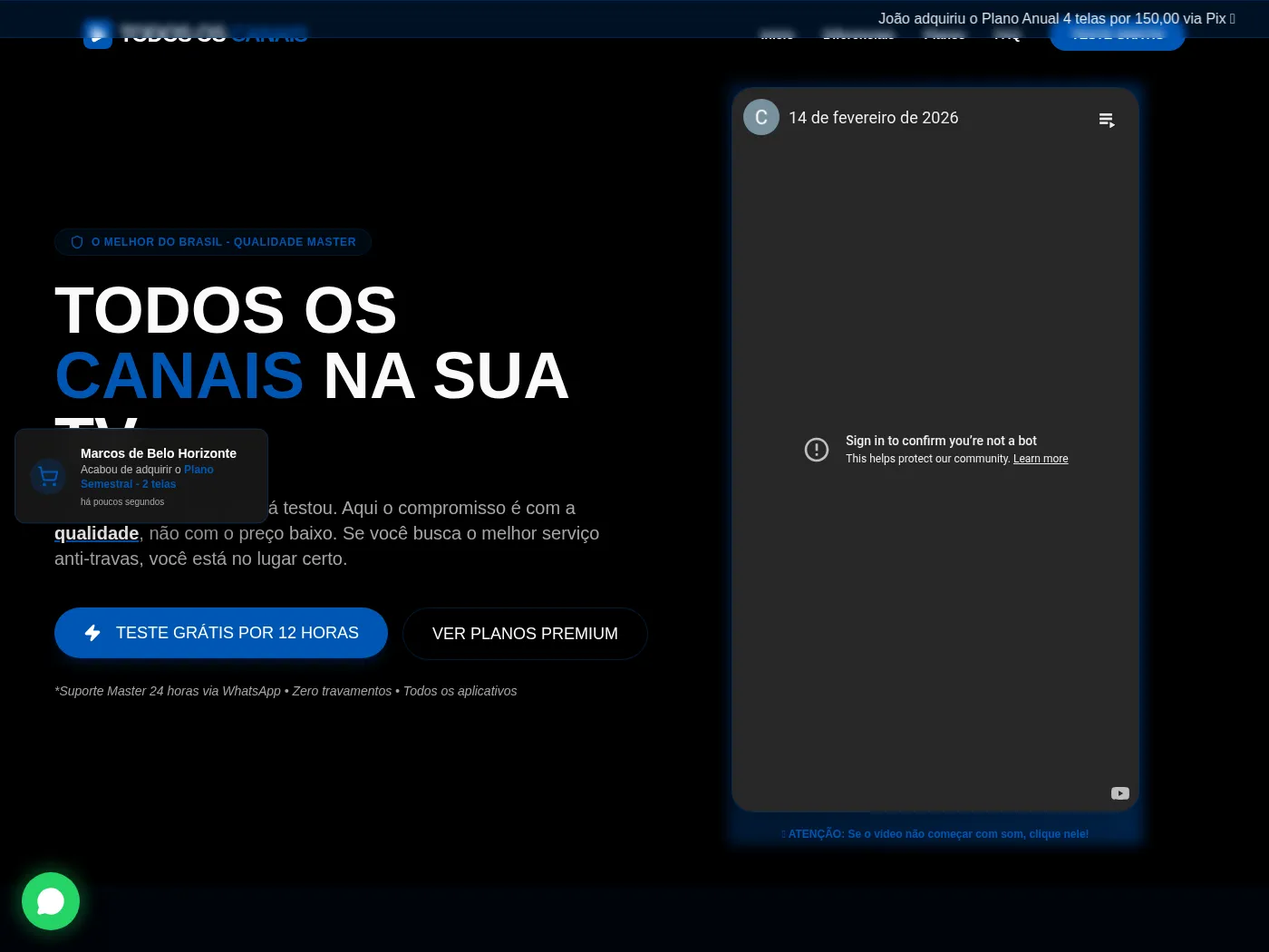 Todos os Canais Landing