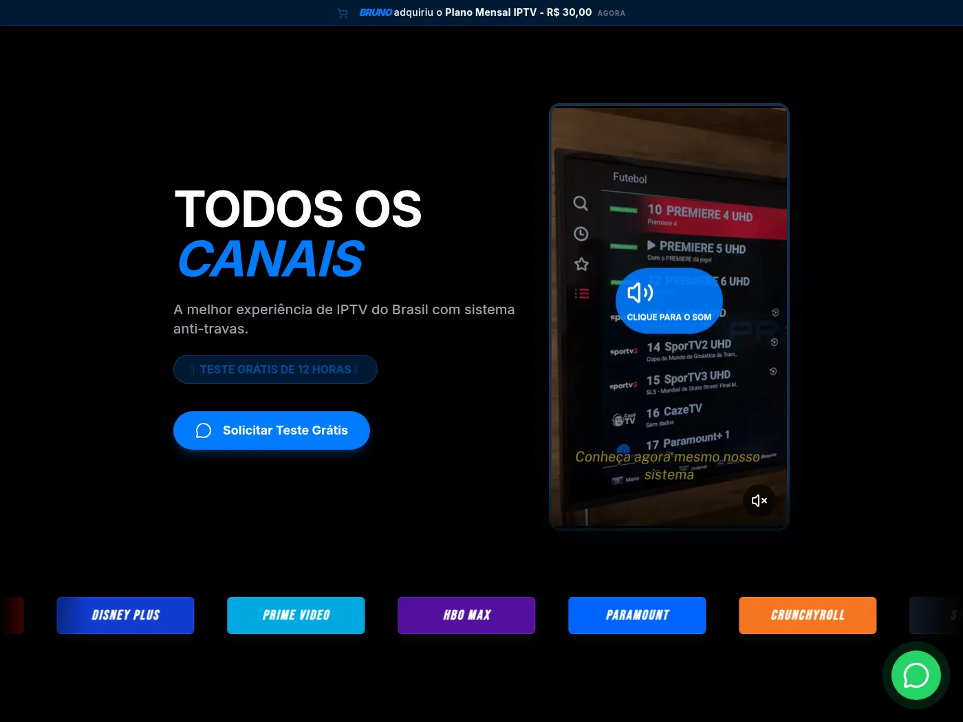 Todos os Canais Launch Page
