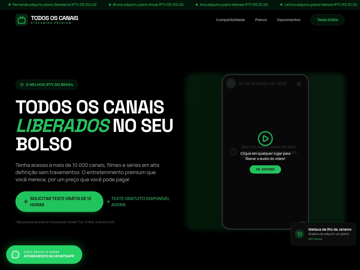 Todos os Canais Landing