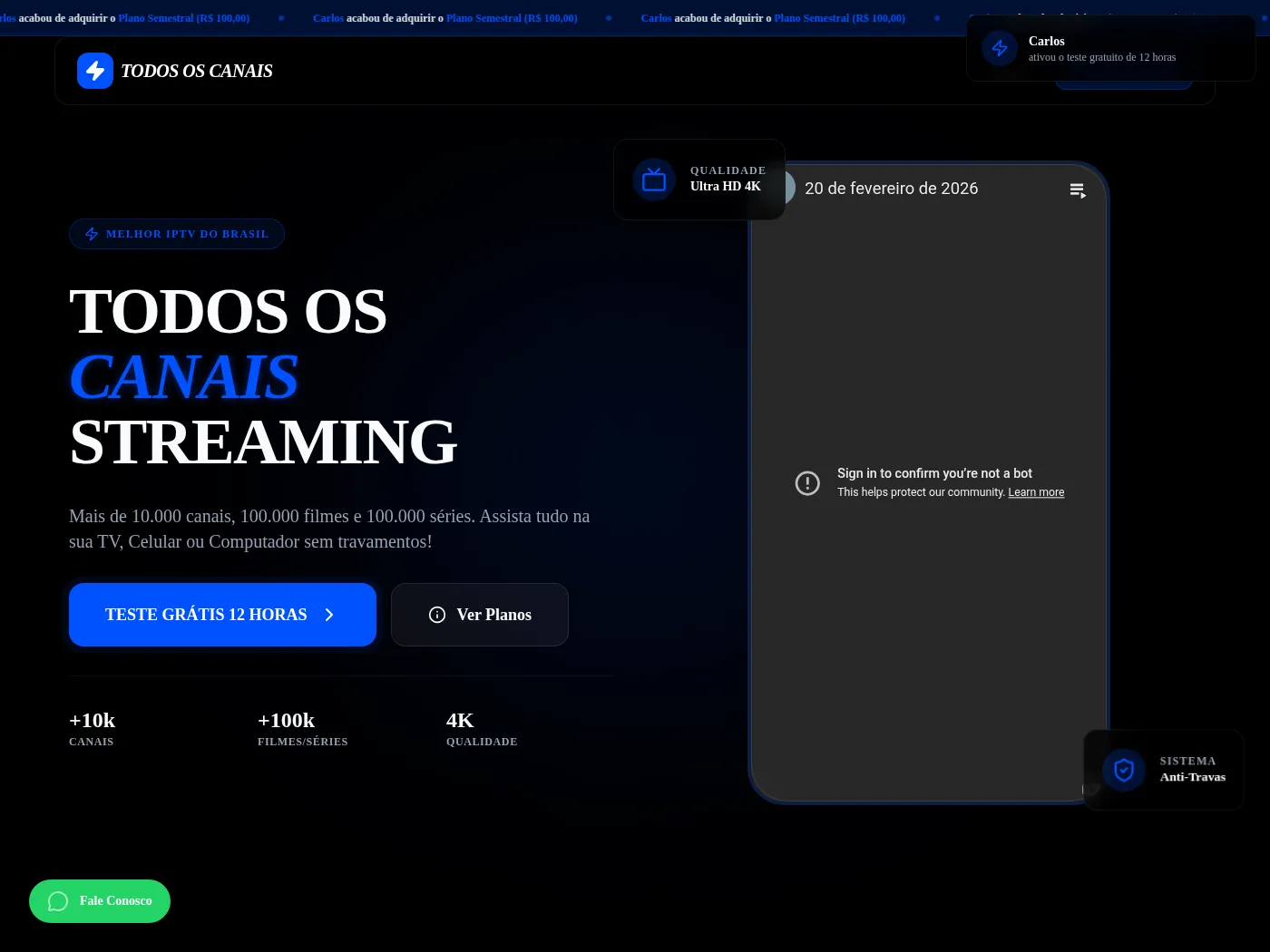 Todos os Canais Stream Page