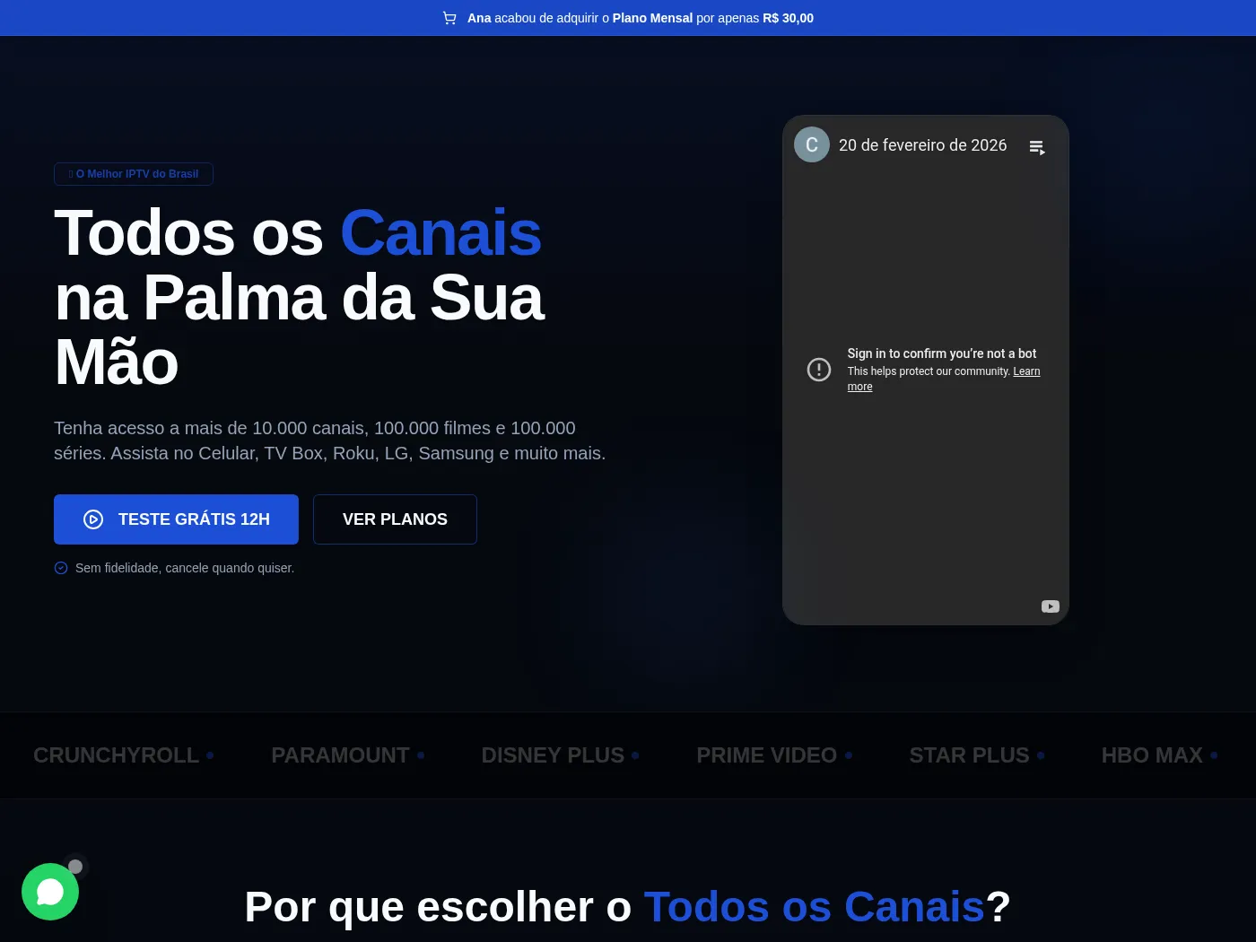 Todos os Canais Landing