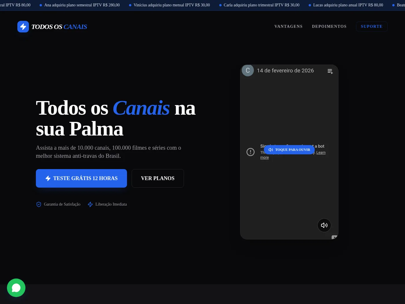 Todos os Canais Landing