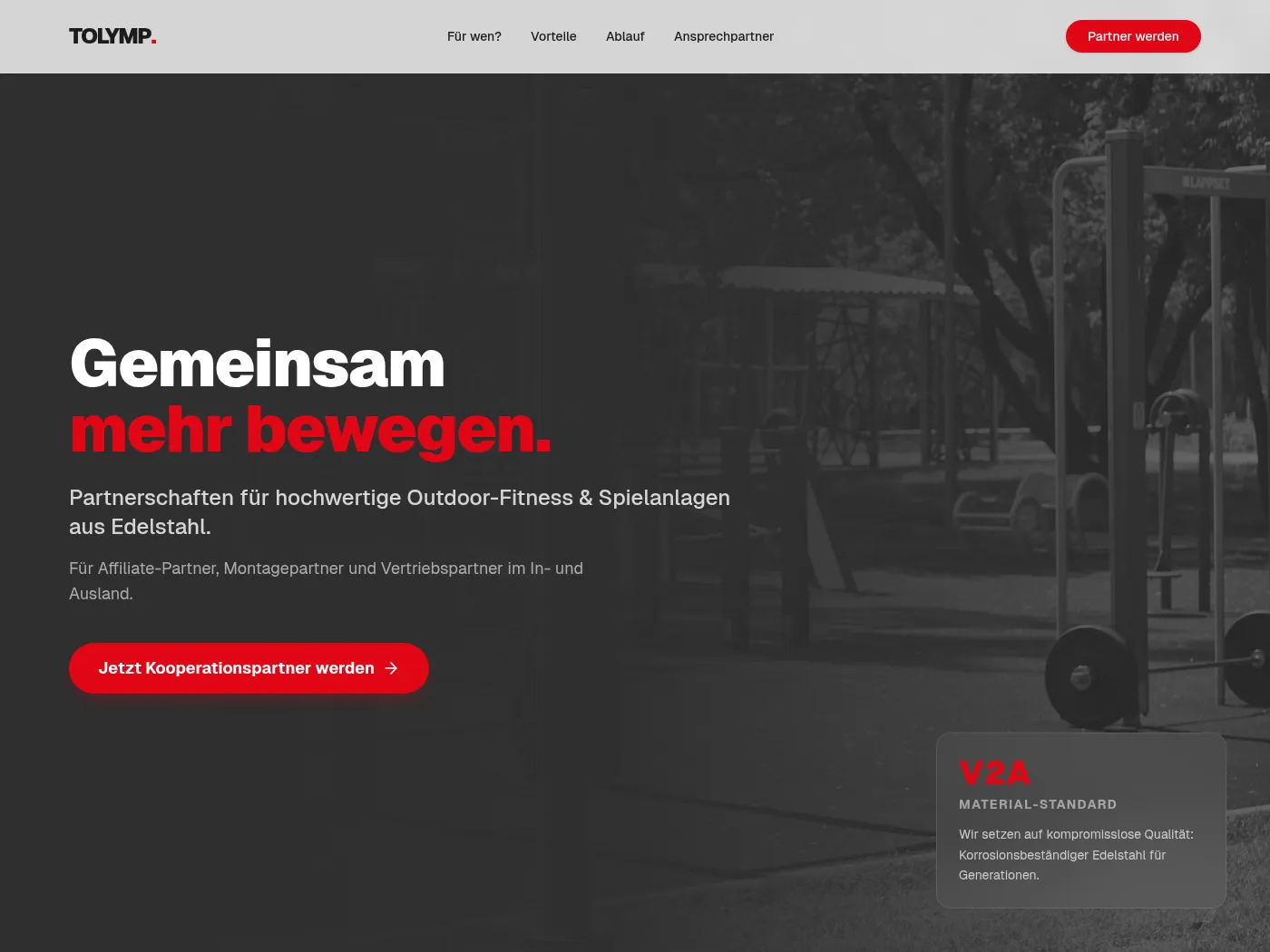 TOLYMP Partner Landingpage