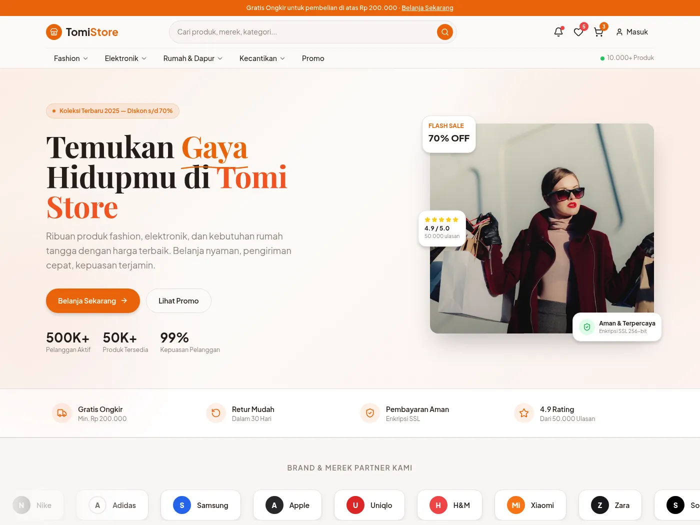 Tomi Store Landing Page