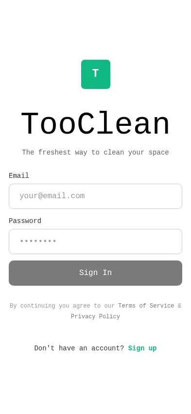 TooClean Services App