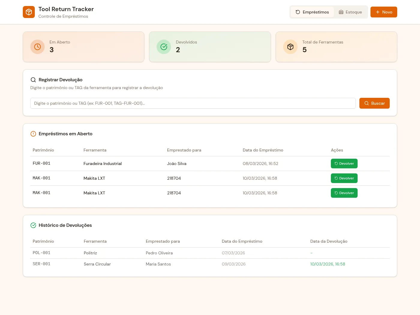 Tool Return Tracker