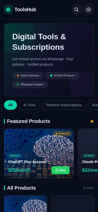 ToolsHub WhatsApp Store