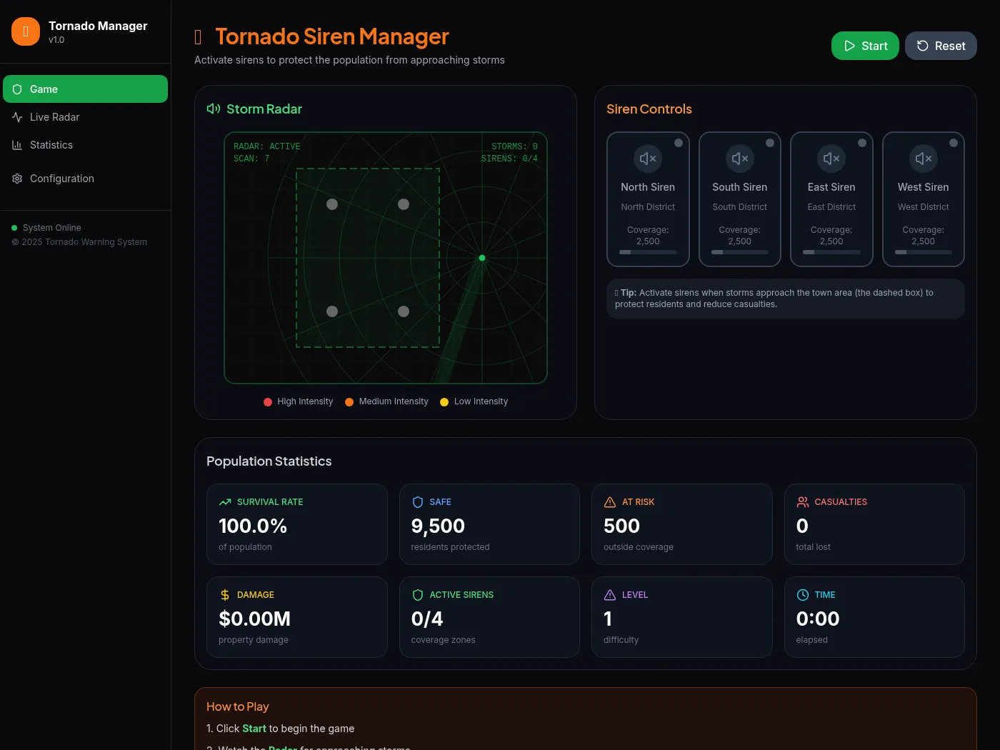 Tornado Siren Game
