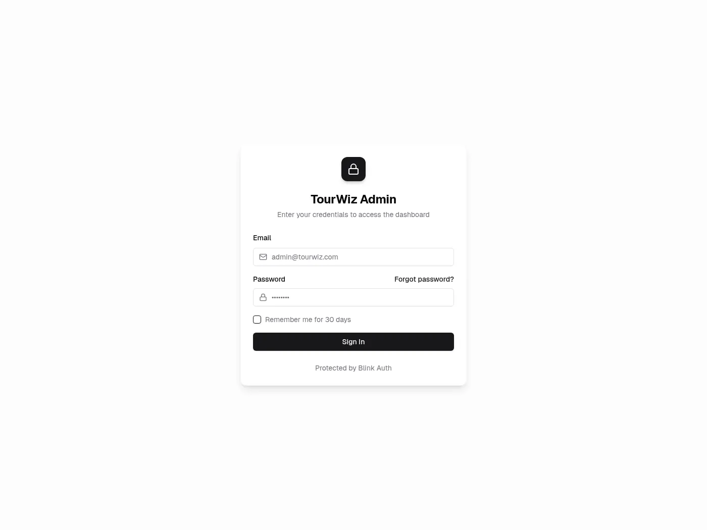 TourWiz Admin Dashboard