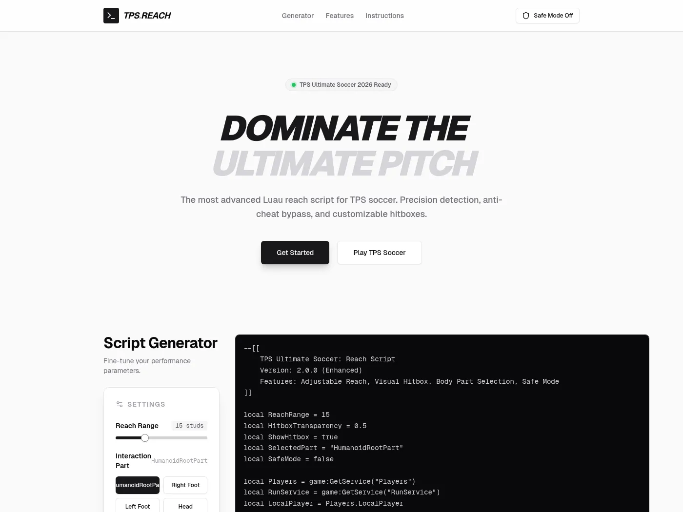 TPS Soccer Reach Script