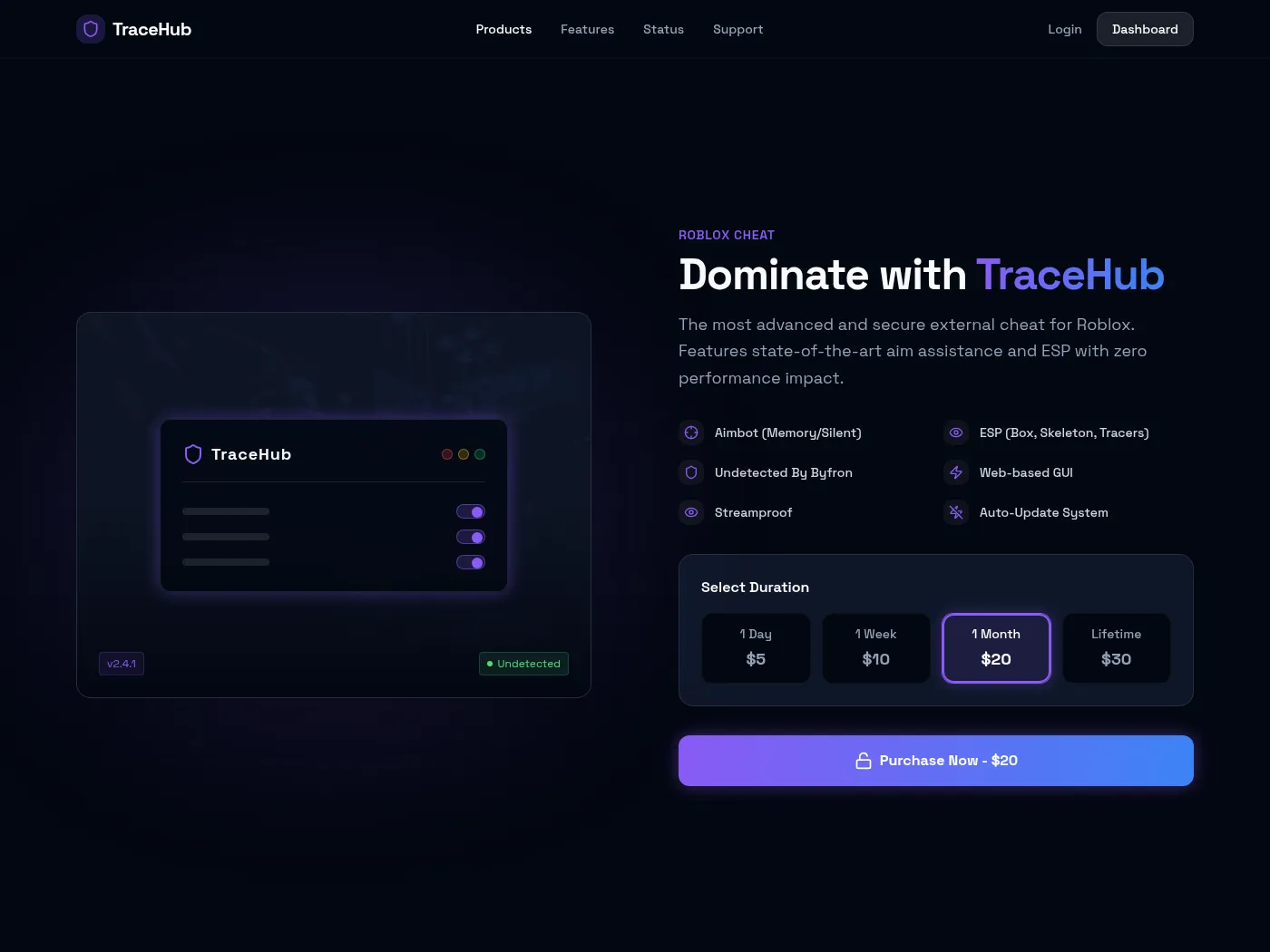 TraceHub Cheat Landing
