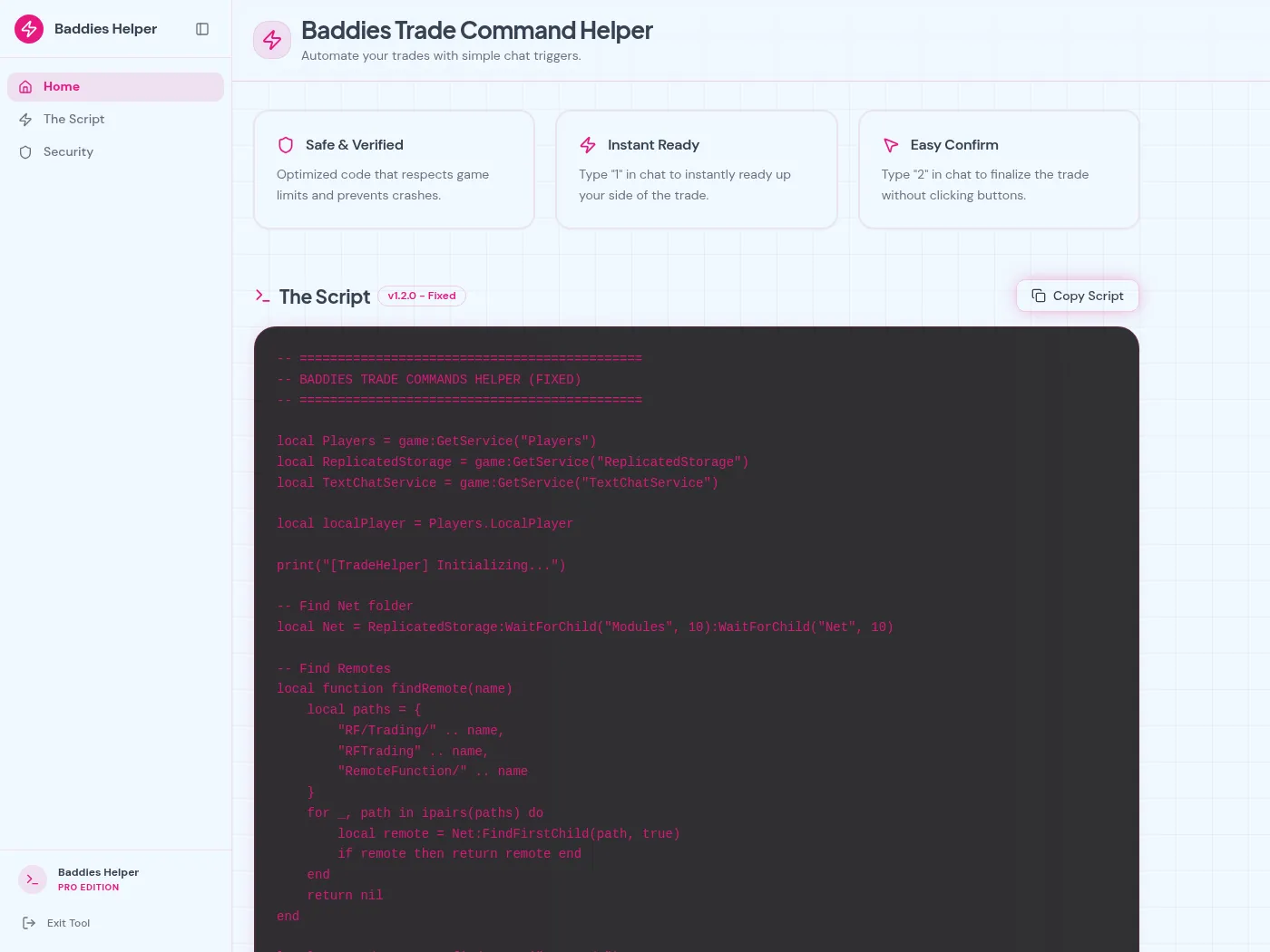 Baddies Trade Command Helper
