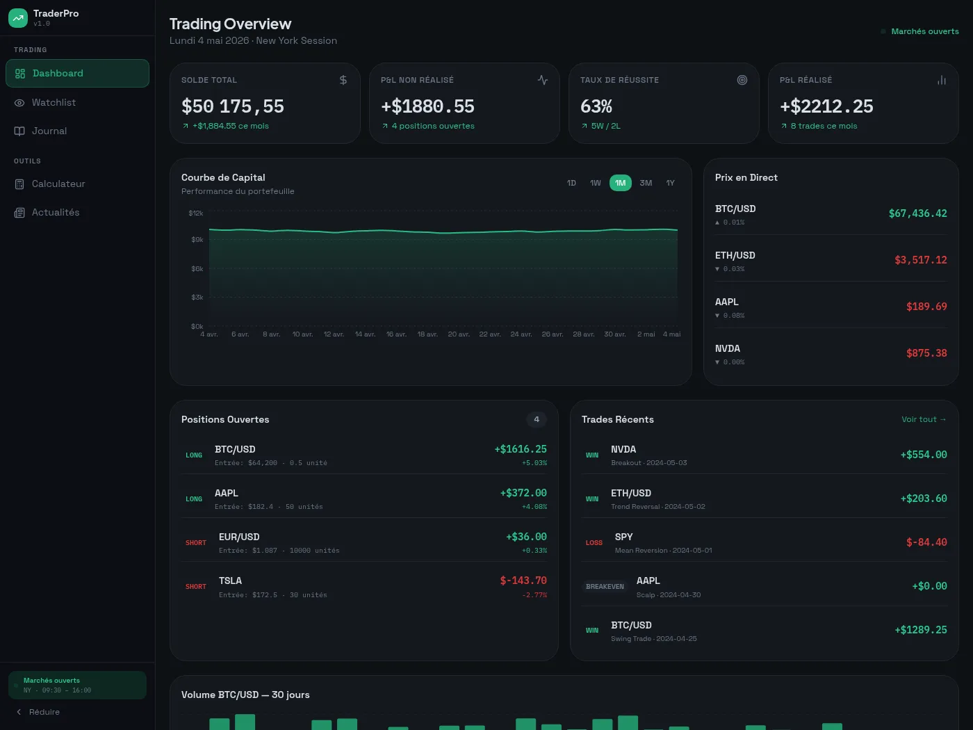 Trader Dashboard Pro