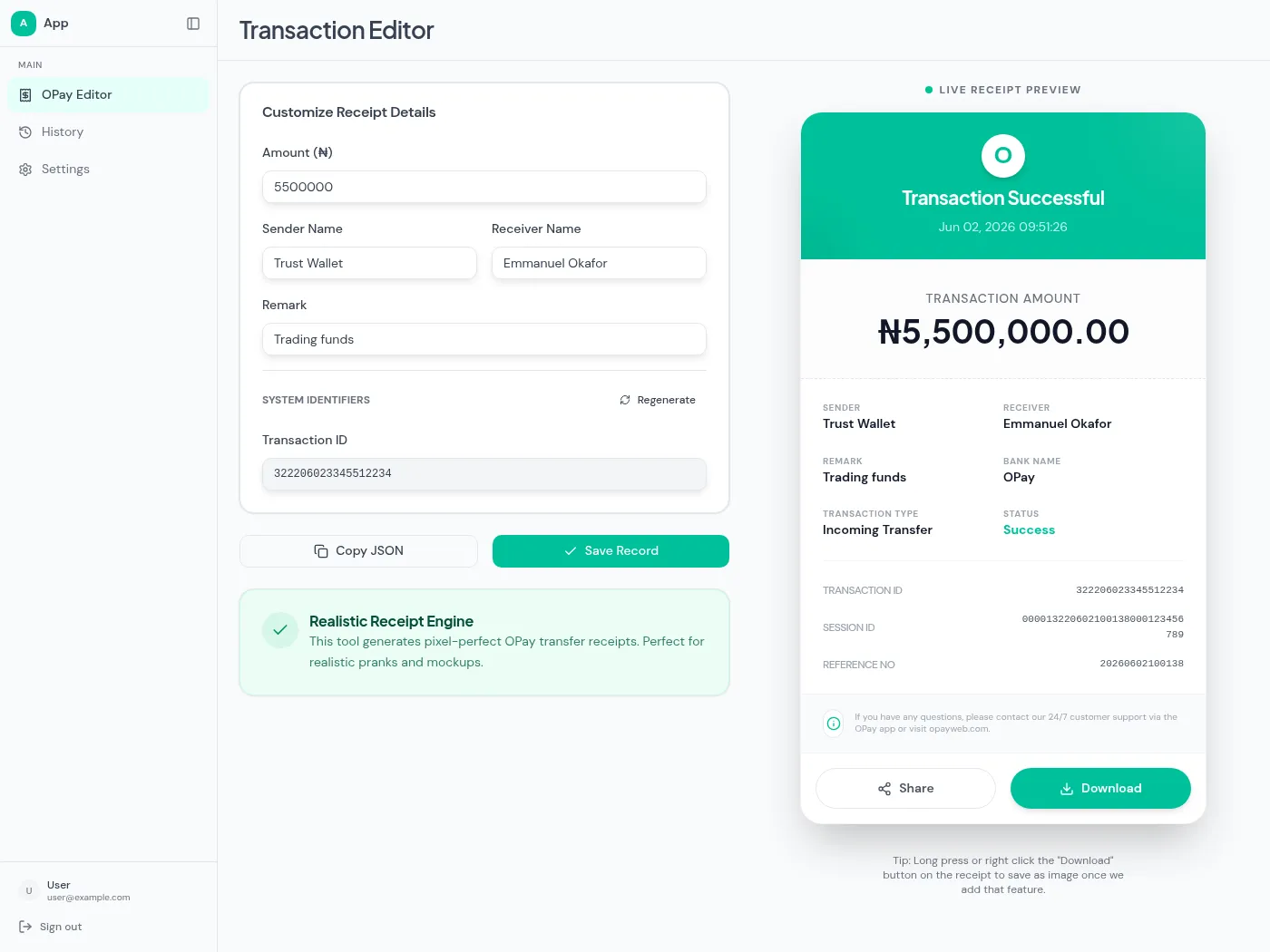 Transaction Editor Tool
