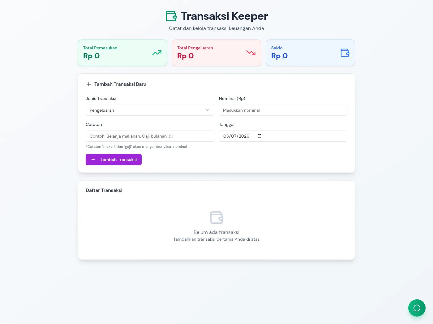 Transaksi Keeper