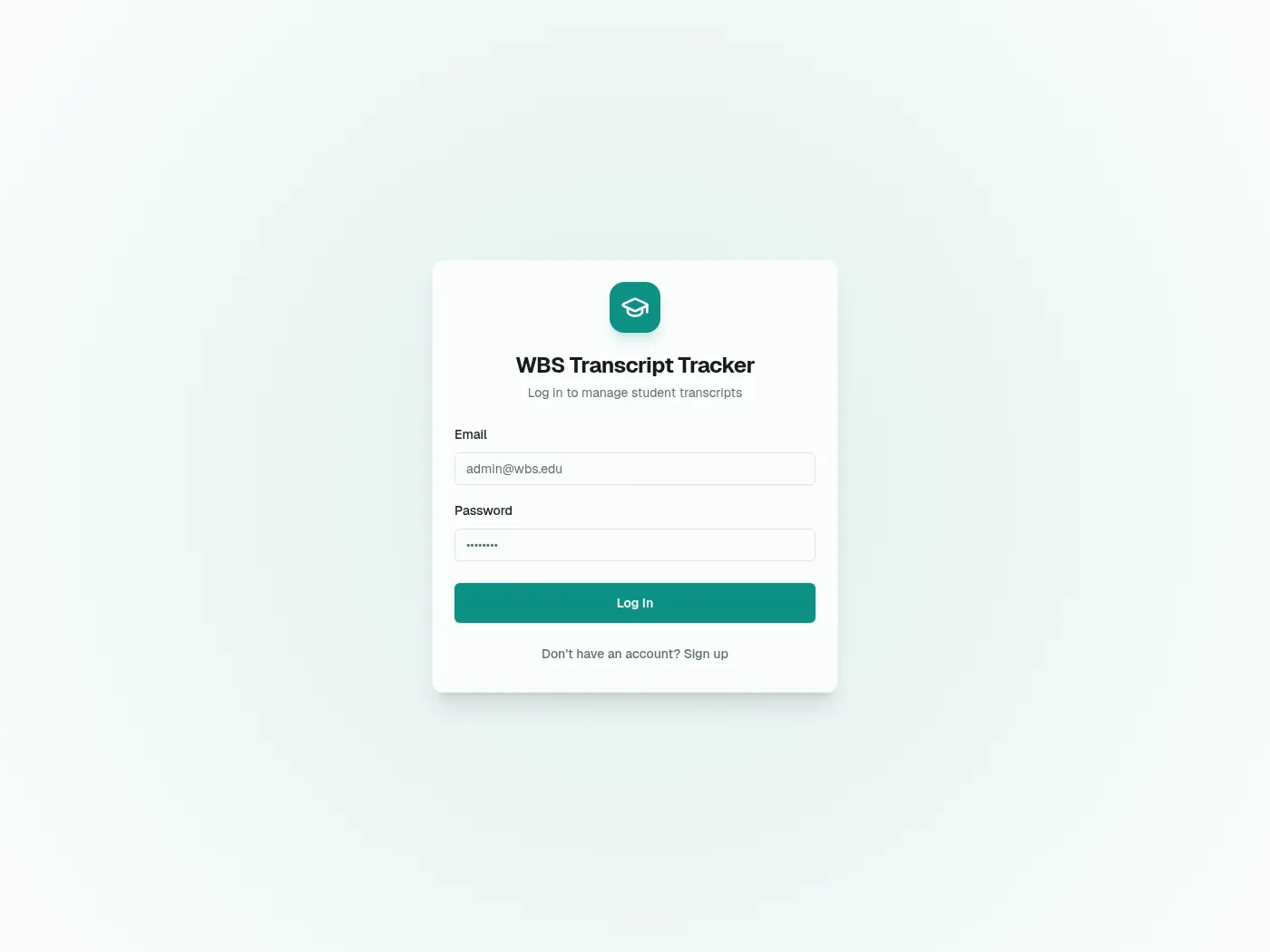 WBS Transcript Tracker Portal