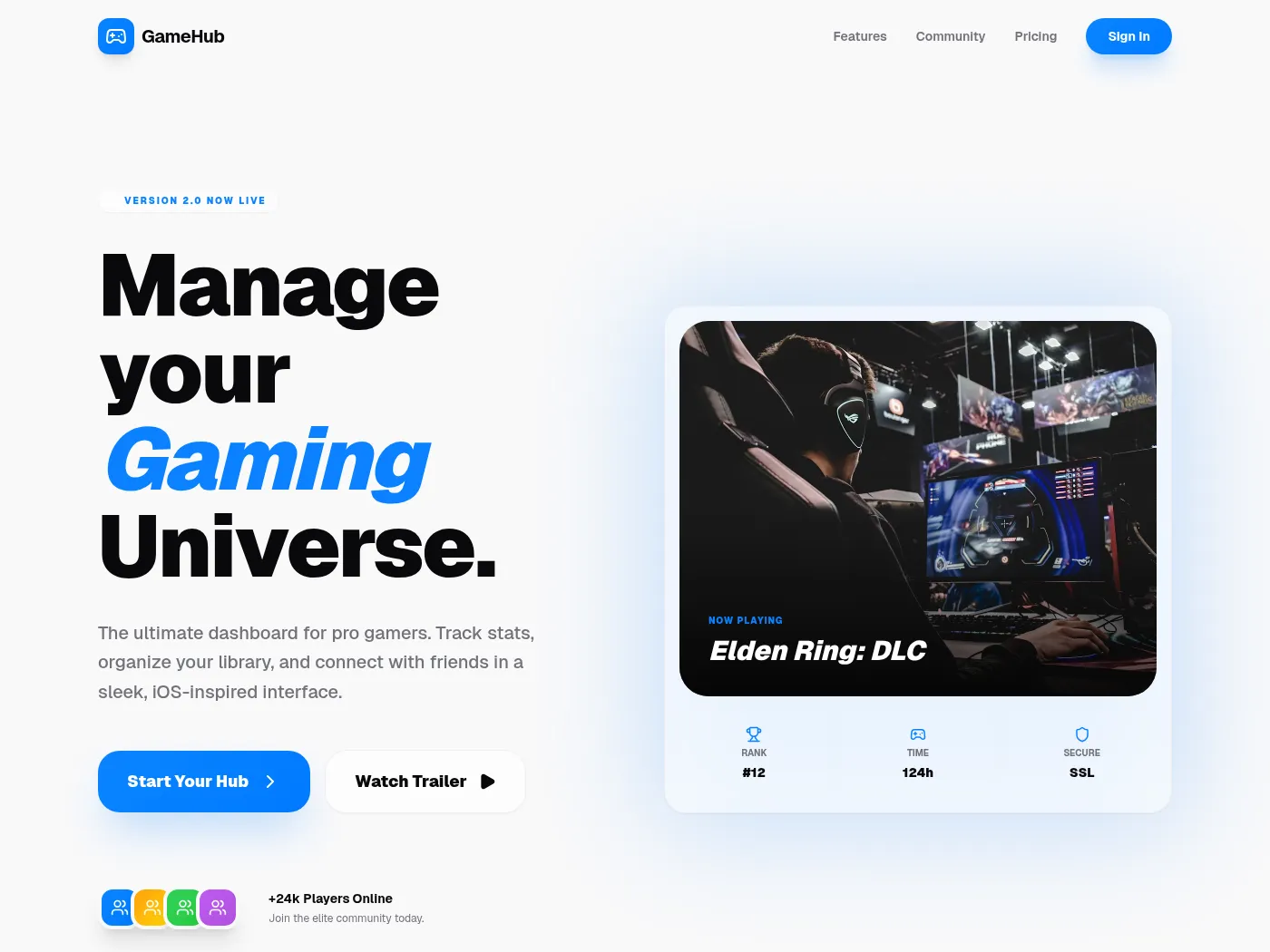 Transparent GameHub Dashboard