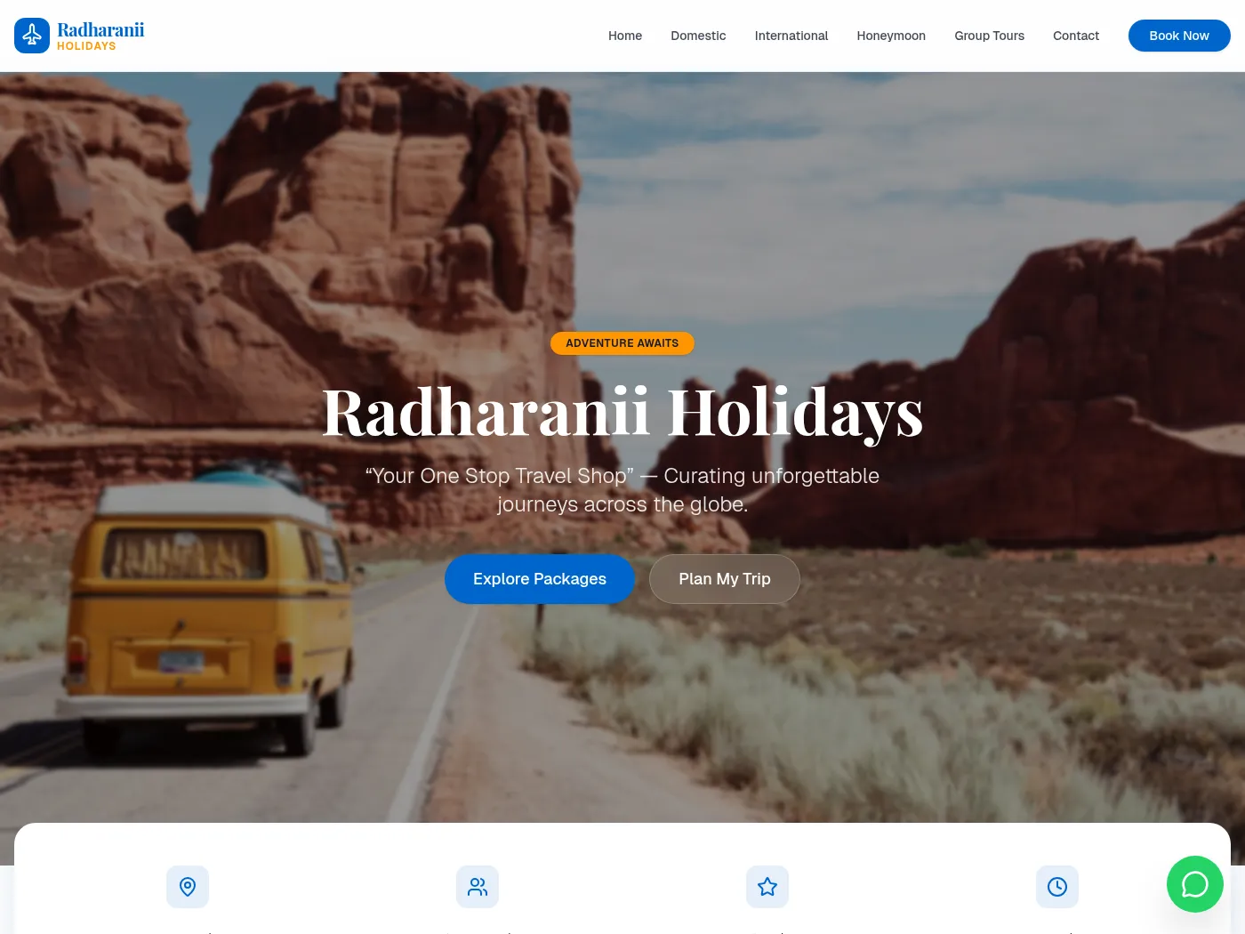 Radharanii Holidays Website