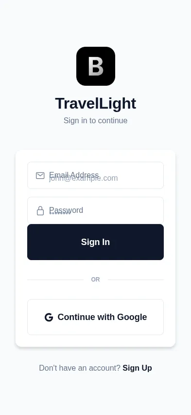 Travel Light App