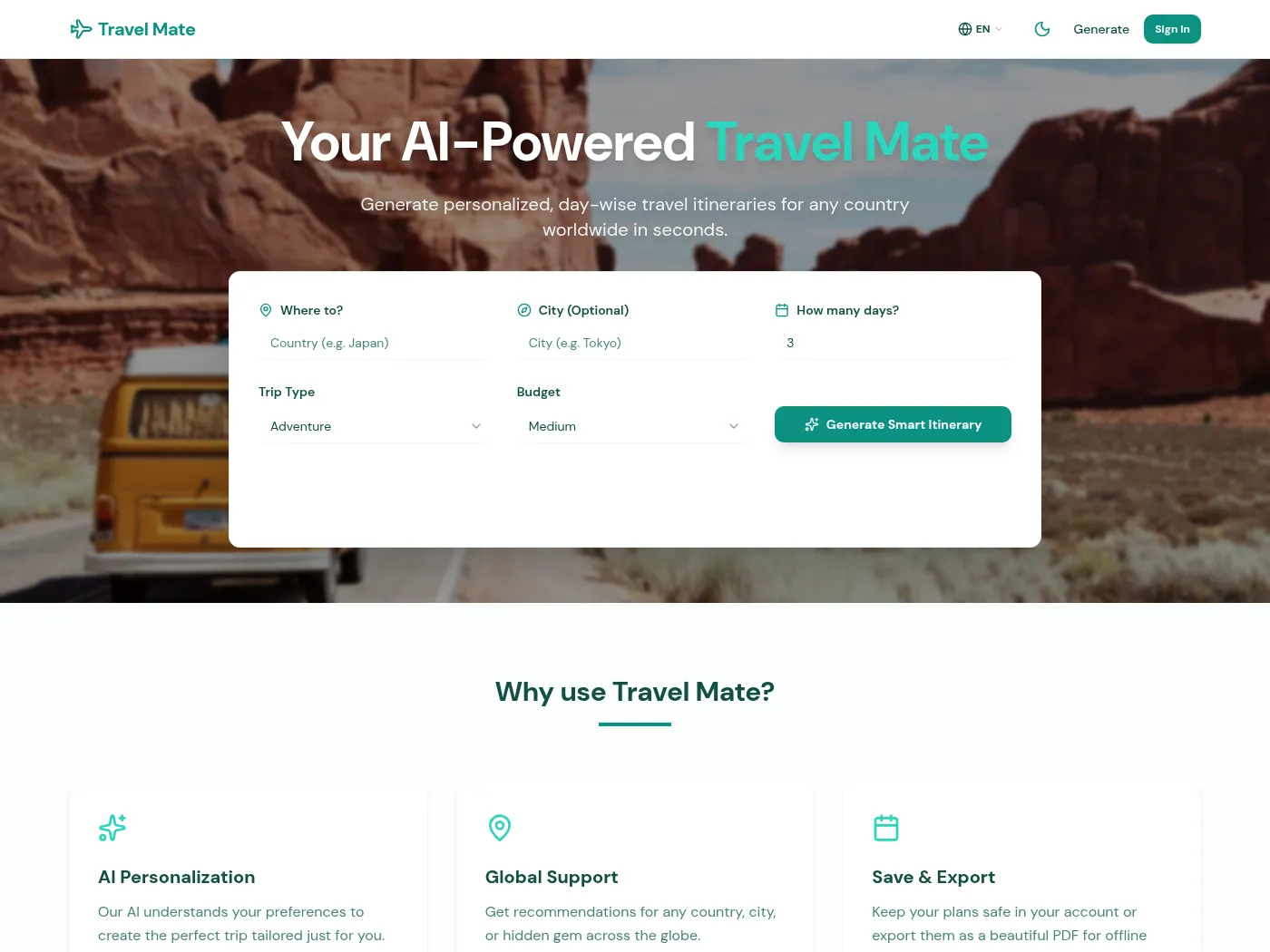 Travel Mate Web App