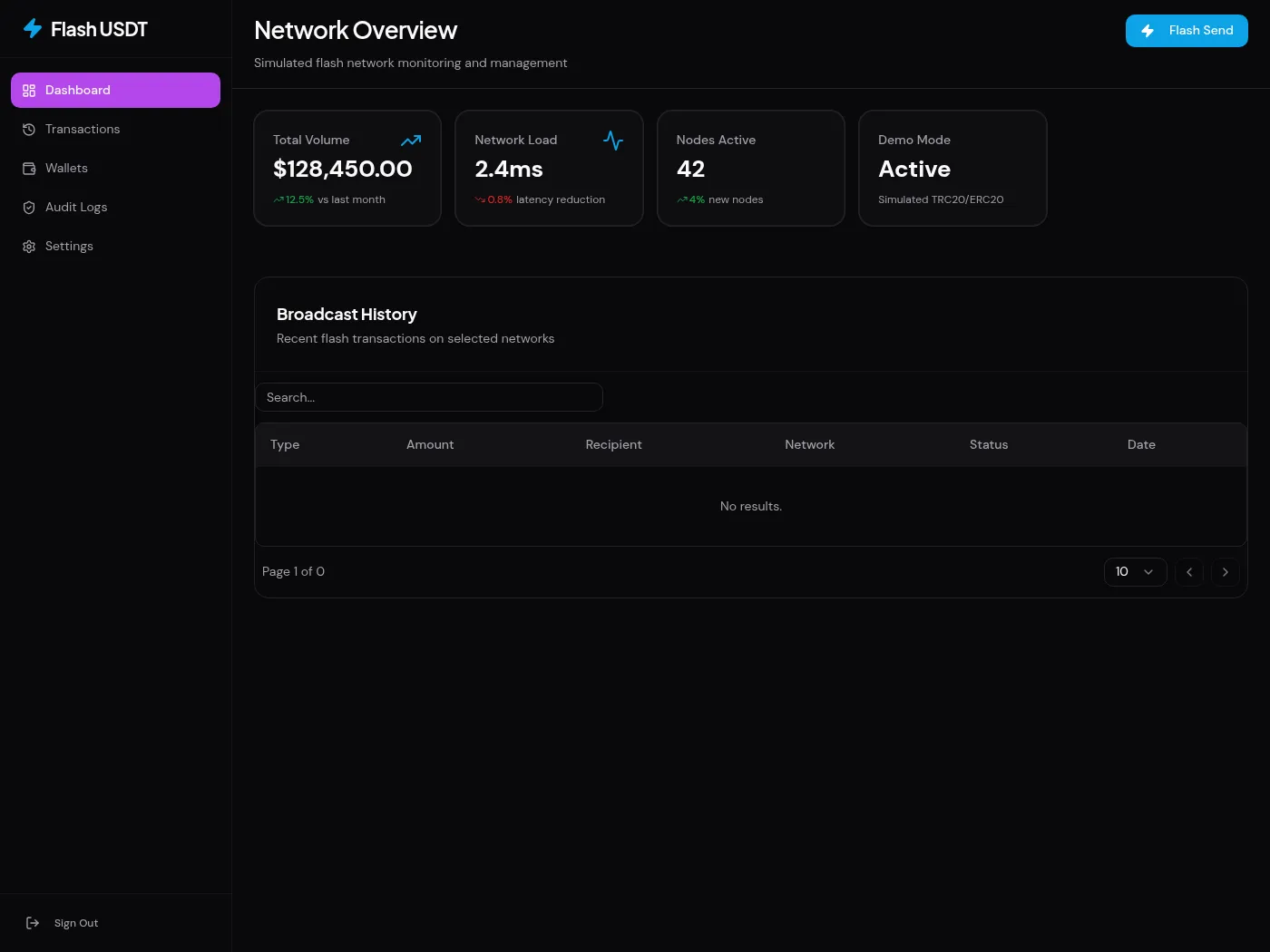 Flash TRC20 Demo Portal