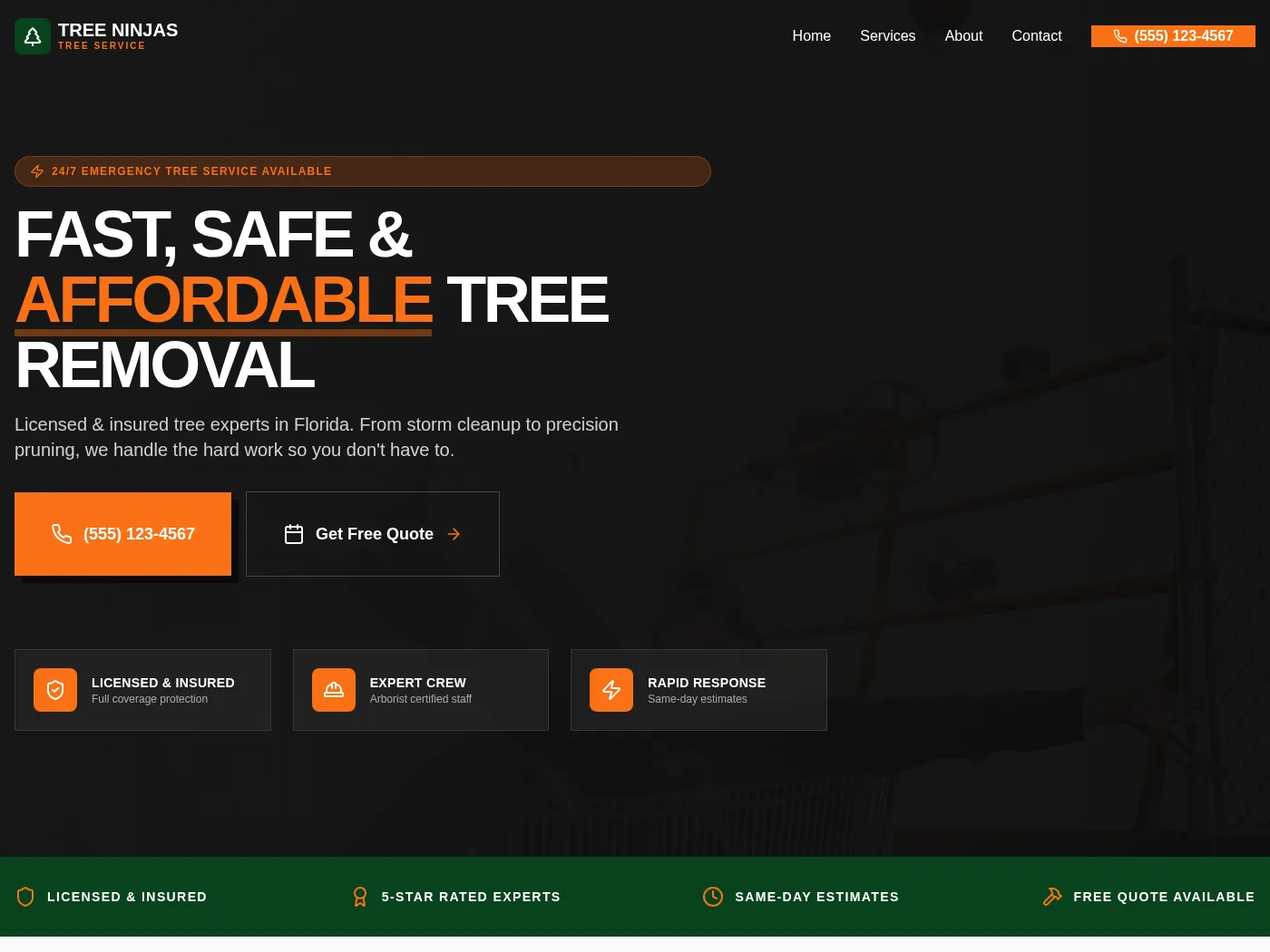 Tree Ninjas Web Lead Site