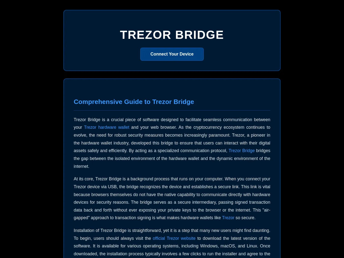 Trezor Bridge Guide