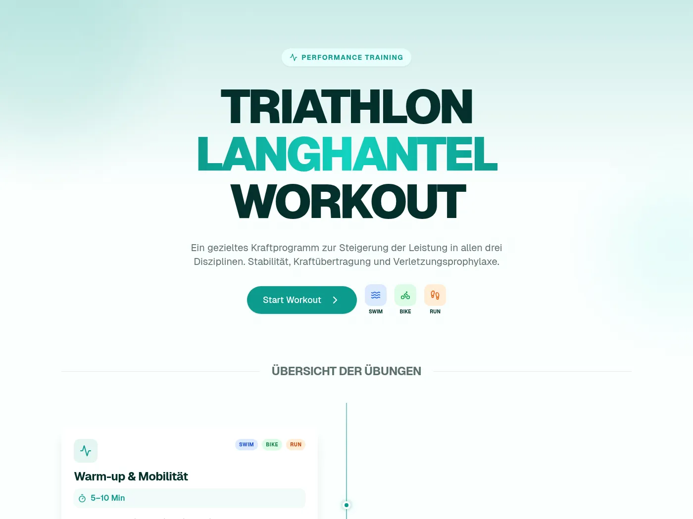 Triathlon Langhantel Workout Übersicht