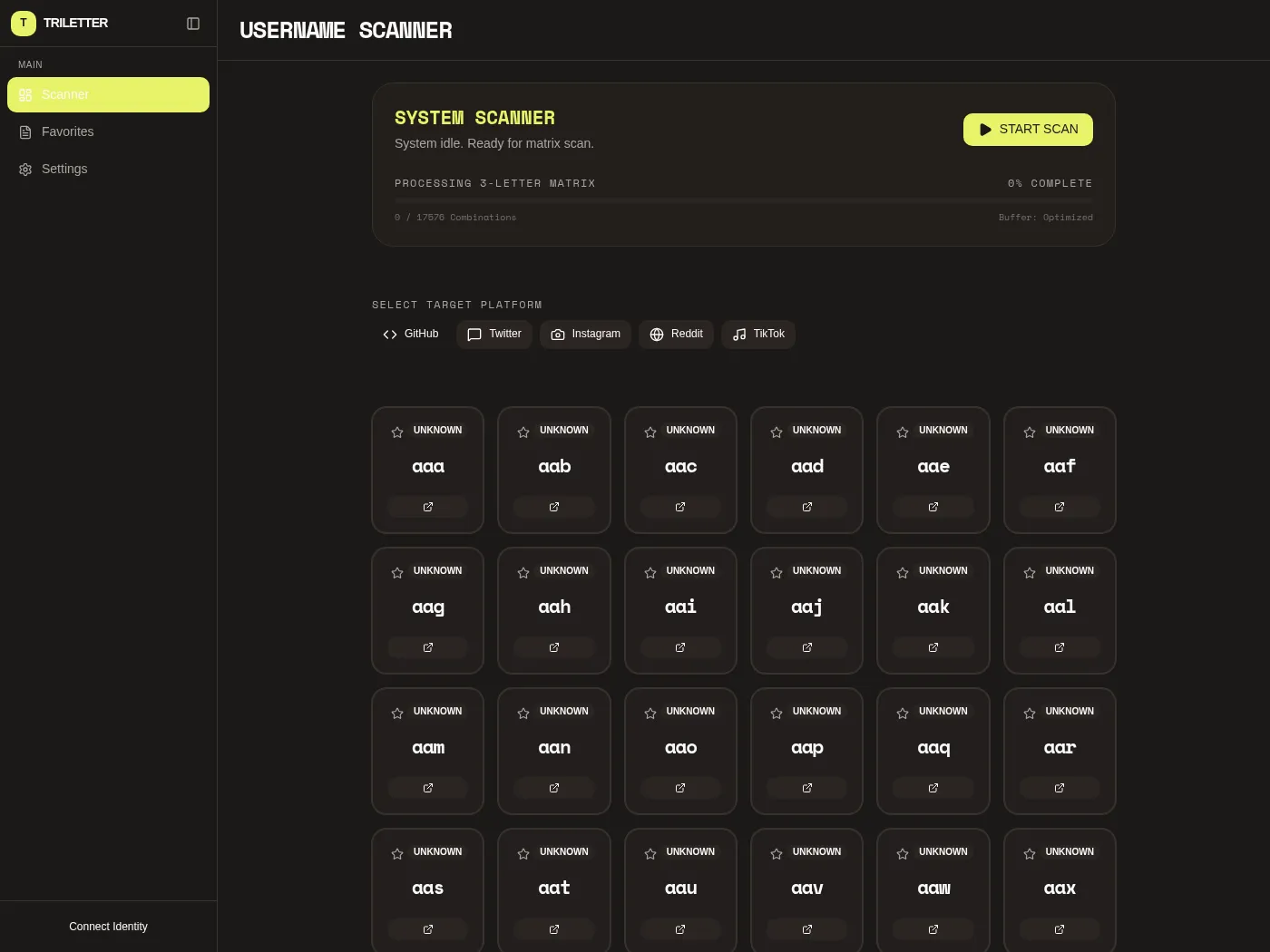 Triletter Username Finder