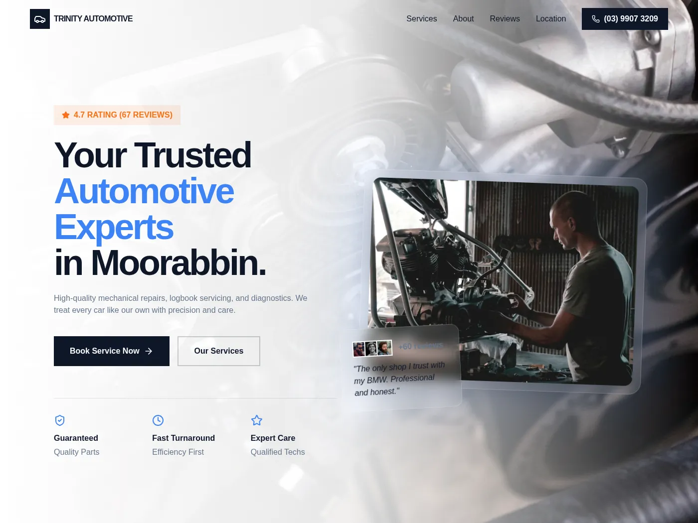 Trinity Auto Landing Page